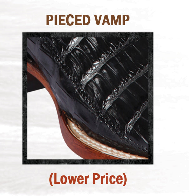 Los Altos Black Cherry Pieced Vamp Caiman Belly Wide Square Toe Cowboy ...