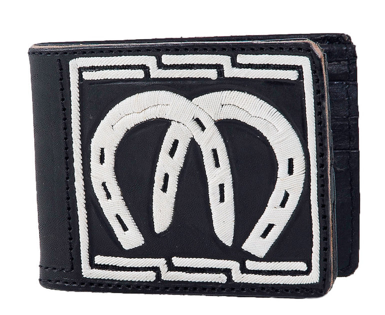 White Diamond Piteada Leather Wallet - Negro – Guadalajara Western Wear