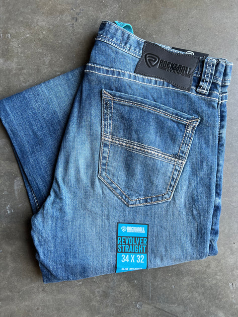 Slim Fit Stretch Simple Pocket Straight Bootcut Jeans - Rock&Roll Deni ...