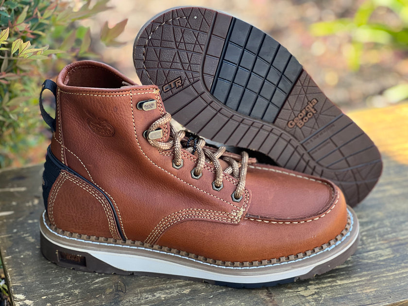 Georgia Boot AMP LT Wedge Brown Mock's-Toe Work Boot - GB00489 ...