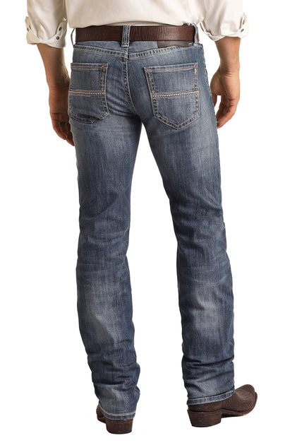 Slim Fit Stretch Simple Pocket Straight Bootcut Jeans - Rock&Roll Deni ...