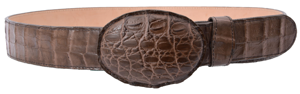 White Diamond Caiman Belly Imitation Leather Belt - Cafe – Guadalajara ...